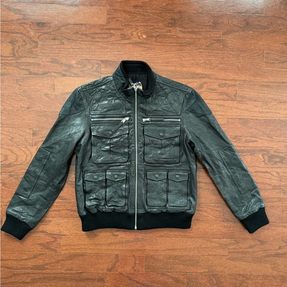 PRPS | Jackets & Coats | Prps Black Quilted Leather Bomber Jacket ...